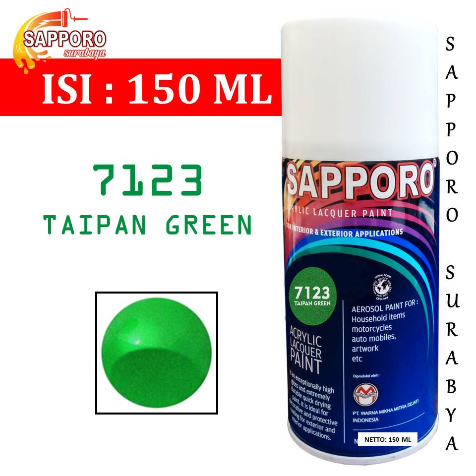 Jual Cat Semprot TAIPAN GREEN 7123 HIJAU Sapporo Spray Pylox Pilox ...