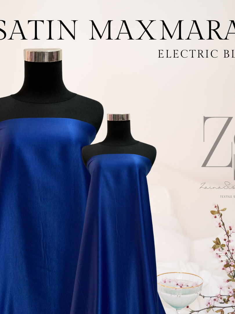 Jual Bahan Kain Satin Maaxmara Warna Biru Elektrik Electric Blue Biru ...