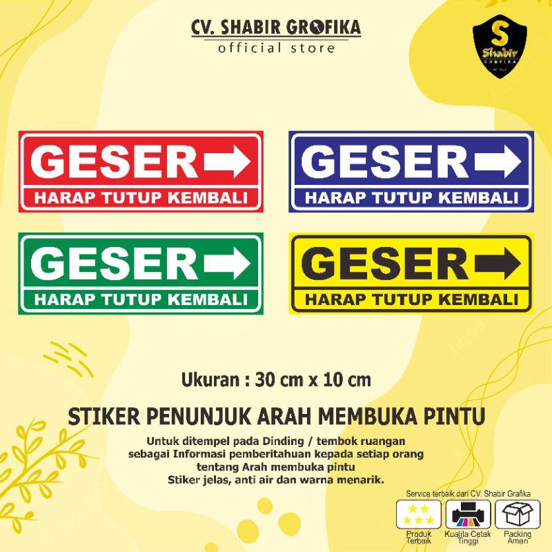 Jual STIKER PINTU GESER (tambah kan catatan utk pilihan warna) | Shopee ...