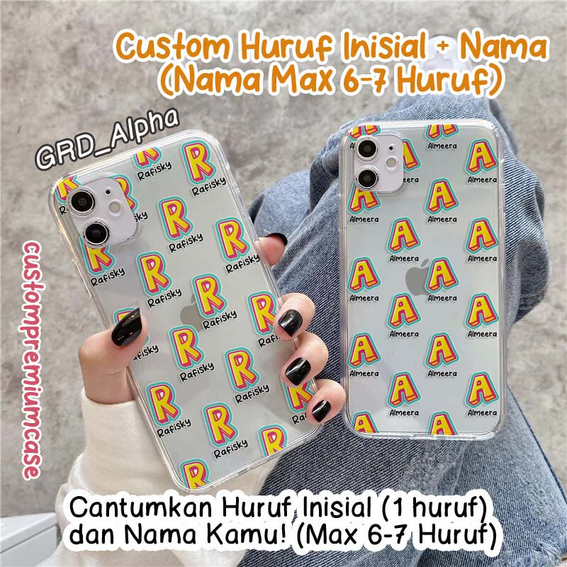 Jual CUSTOM CASE GAMBAR INISIAL NAMA GRID PATTERN LUCU CUSTOM AESTHETIC ESTETIK / CASING CUSTOM ...