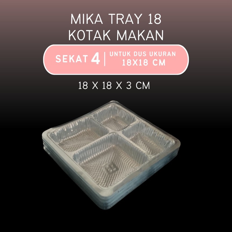 Jual (100PCS) Mika Nasi Kotak 18x18 cm Sekat 4 / Mika Dus Nasi (R8 ...