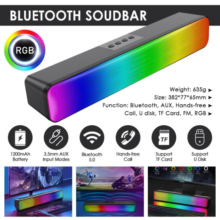 Jual Speaker Bluetooth M8 Soundbar TV Computer RGB Lightning Bar Mega ...