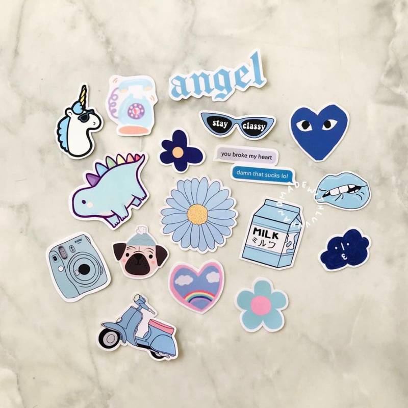 Jual HWL STUDIO - Sticker Aesthetic - Blue Sticker - stiker estetik ...