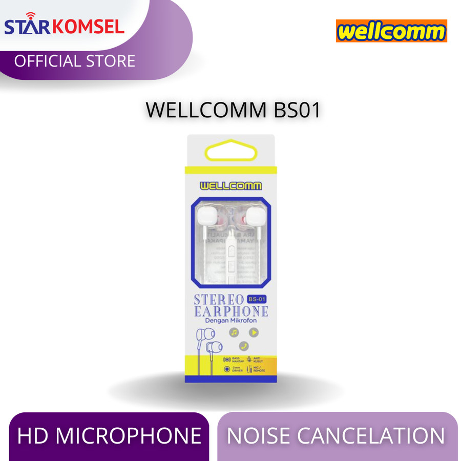 Jual HEADSET WELCOMM BS-01 (HEADPHONE / EARPHONE / HITAM DAN PUTIH ...