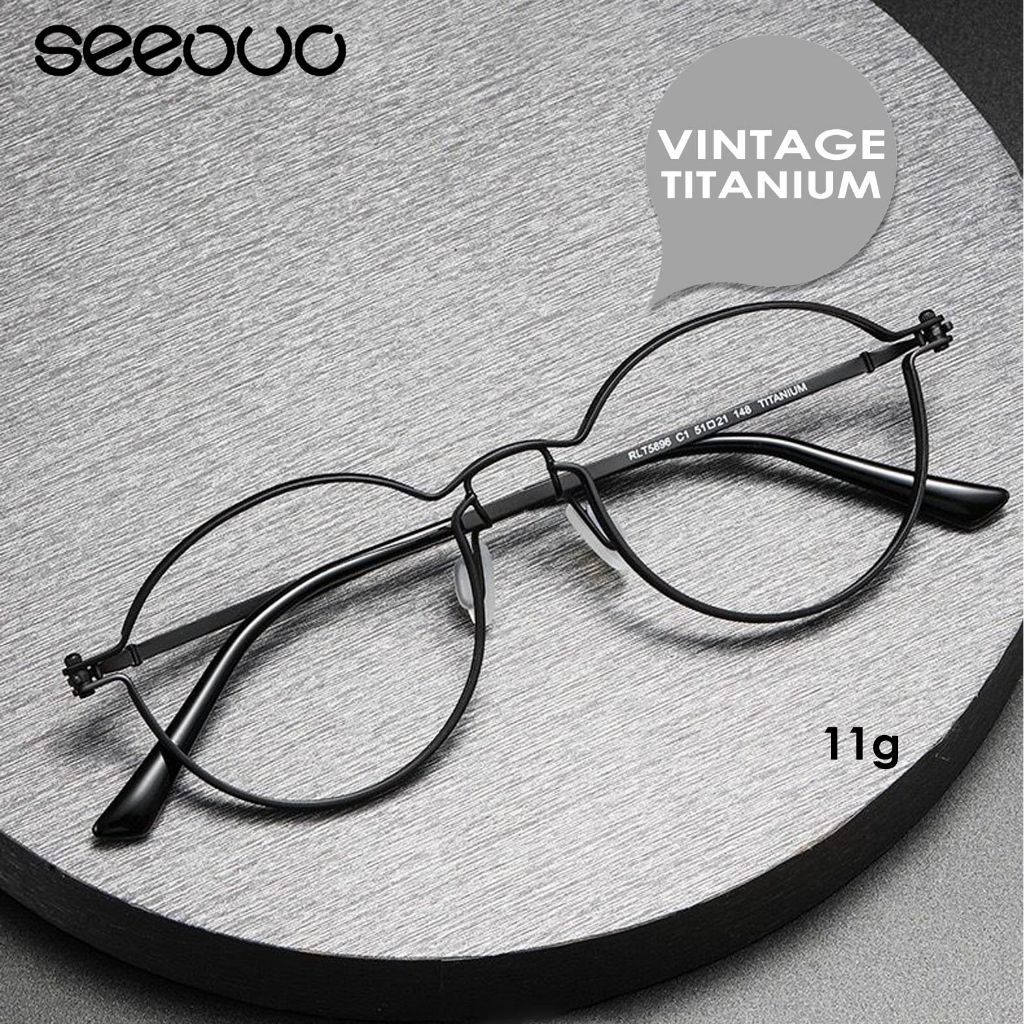 Jual Seeouo Kacamata Plano Lens Titanium Retro Classic Fashion Pria Wanita Kekinian Bisa Minus ...