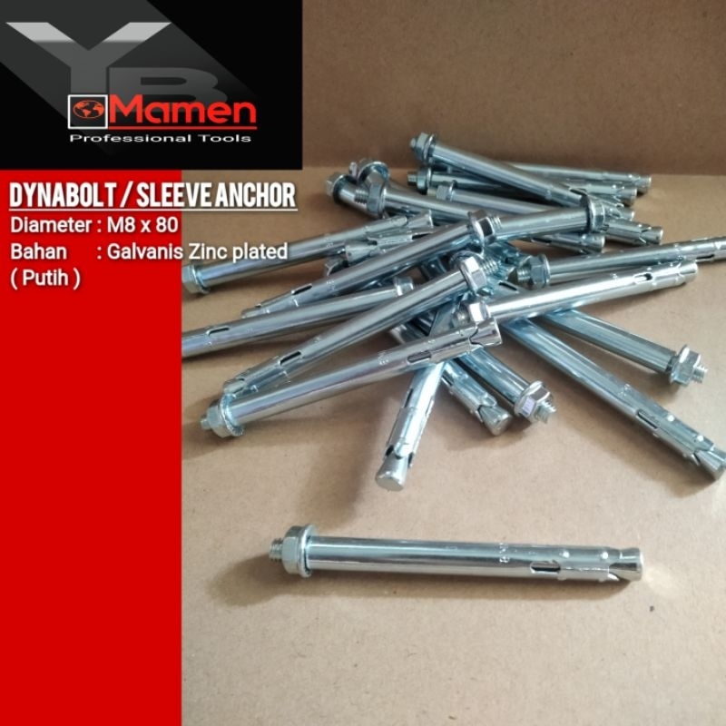 Jual Dynabolt M8x80 / Sleeve Anchor M8x80 Galvanis putih | Shopee Indonesia