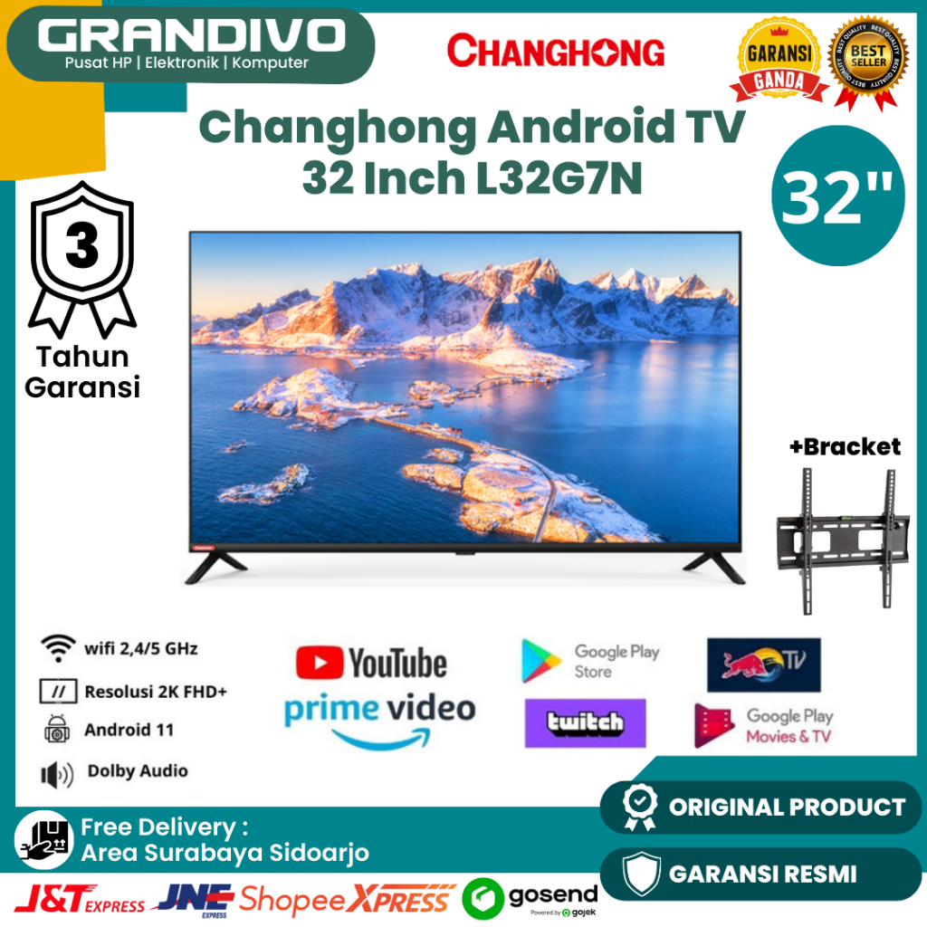 Jual TV Changhong Android TV 32 L32G7N Inch FHD HDR10 Android 11 Garansi Resmi Changhong ...