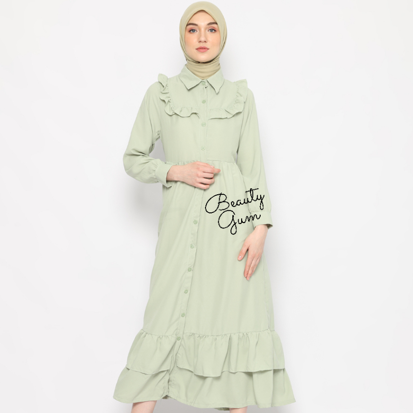 Jual Setelan Gamis Ikatan cinta sage mint/Pakaian muslim gamis sage ...