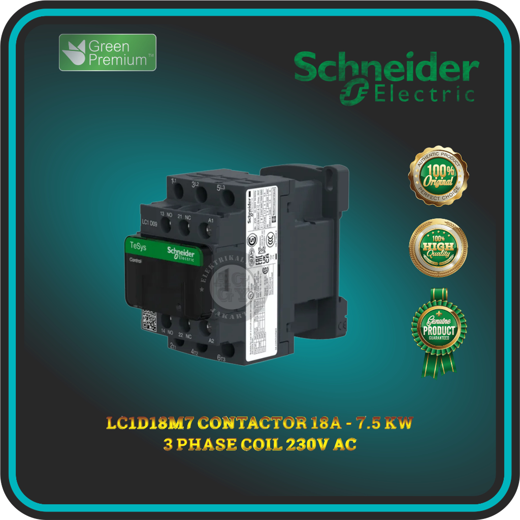 Jual Contactor LC1D18M7 Kontaktor 18A 7.5Kw 3 Phase Coil 230V AC ...