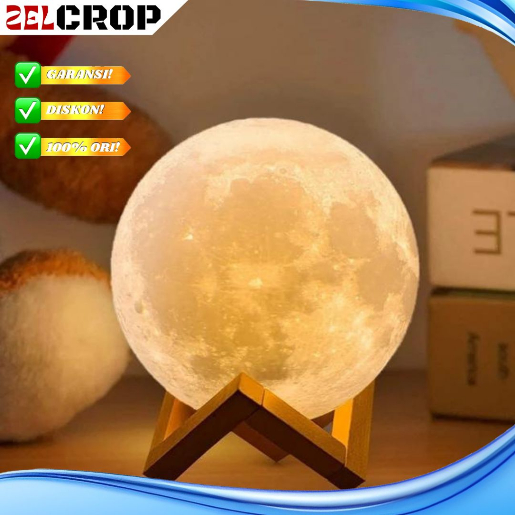 Jual Lampu Tidur Meja Unik Hias Kamar Aesthetic Minimalis Bentuk Bulan Led 3D Moon Light Lamp ...