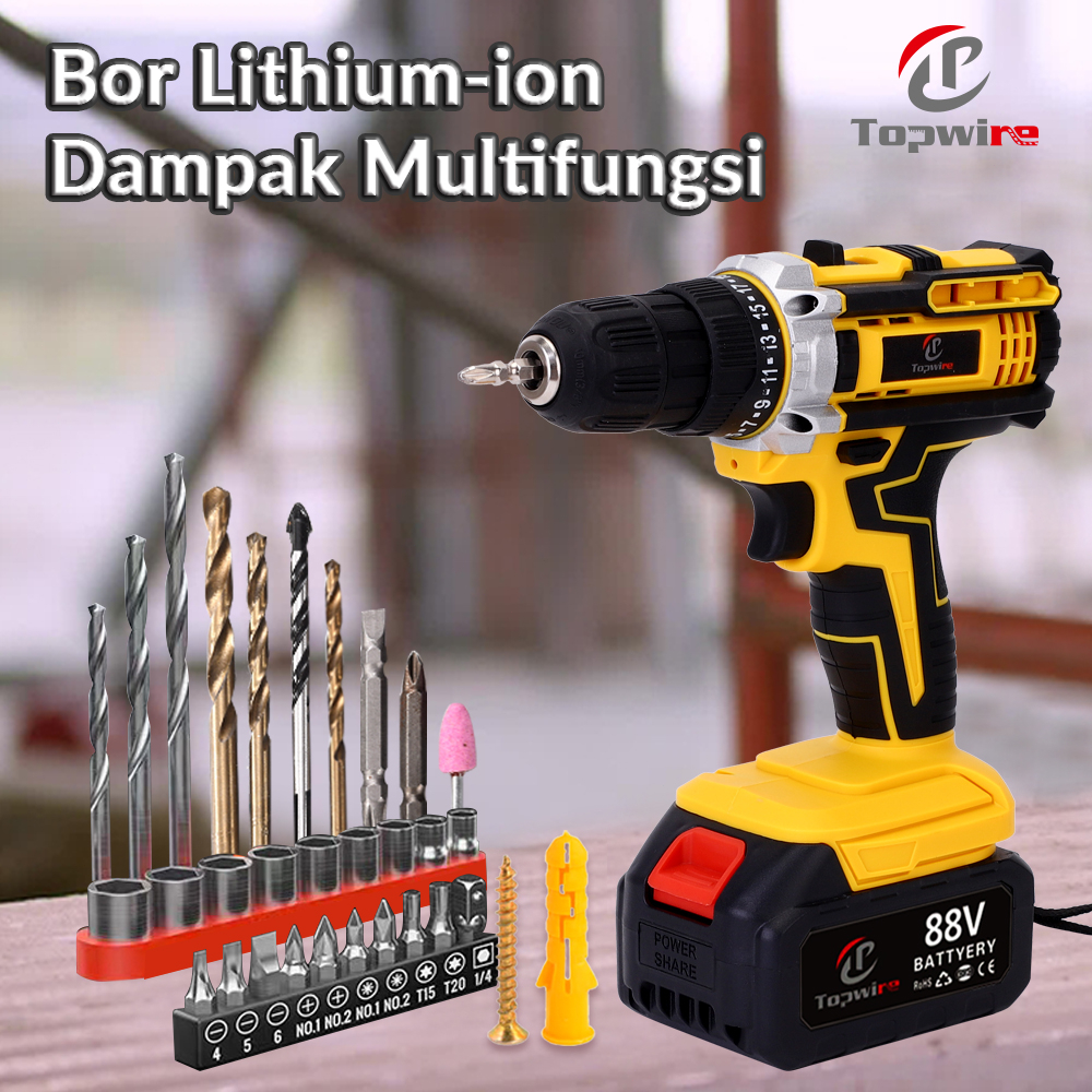 Jual Impact Drill Set Bor Tanpa Kabel Lithium lon Dengan Fungsi Kejut ...