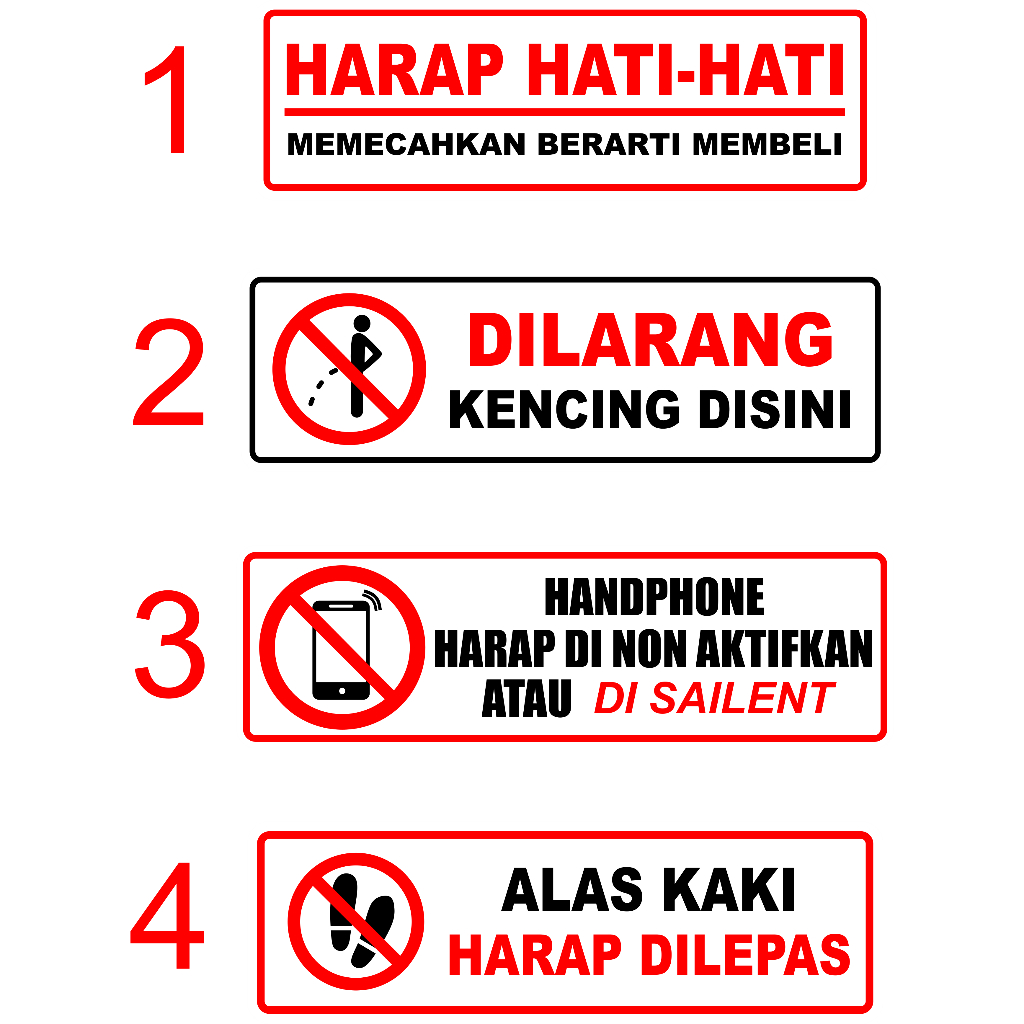 Jual STICKER PERINGATAN ATAU DILARANG | Shopee Indonesia