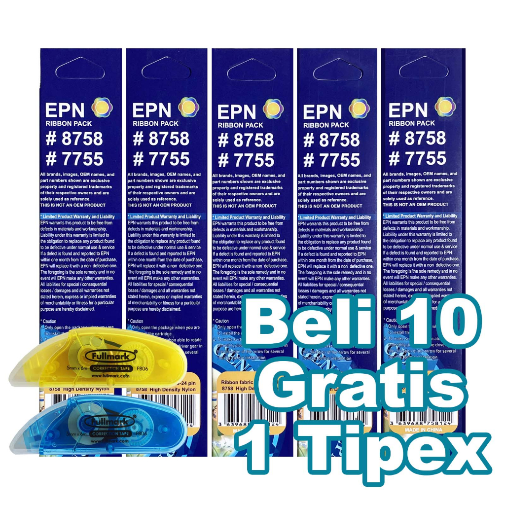 Jual Pita 8758 7755 EPN Refill LQ310 LX310 LX300 Ribbon Pack 17,7 meter ...