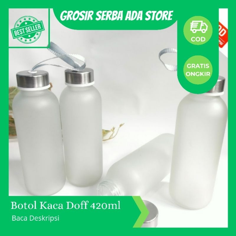 Jual botol minum kaca 420ml / botol doff / botol bening / botol kaca ...