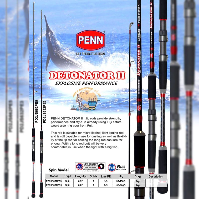 Jual Joran PENN DETONATOR II SPINNING - Jigging & Popping Rod | Shopee ...