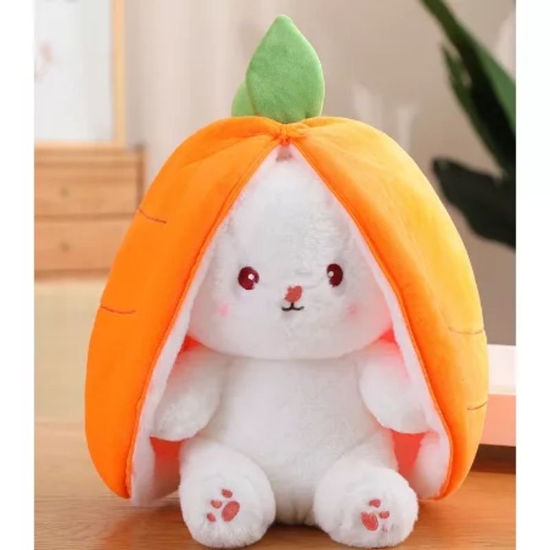 Jual Mainan Boneka Kelinci Strawberry Wortel Flip Lucu Kartun Kelinci ...