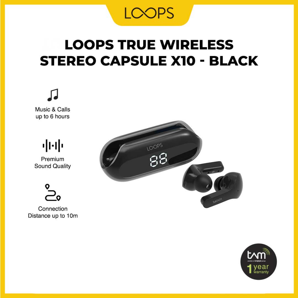 Jual LOOPS True Wireless Stereo Capsule X10 - Black | Shopee Indonesia