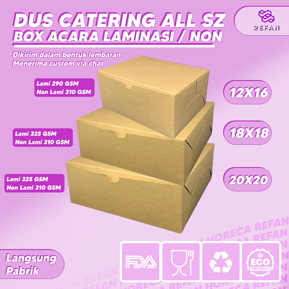 Jual BOX KOTAK NASI COKLAT / DUS KATERING KRAFT / SNACK BOX COKLAT 325 ...