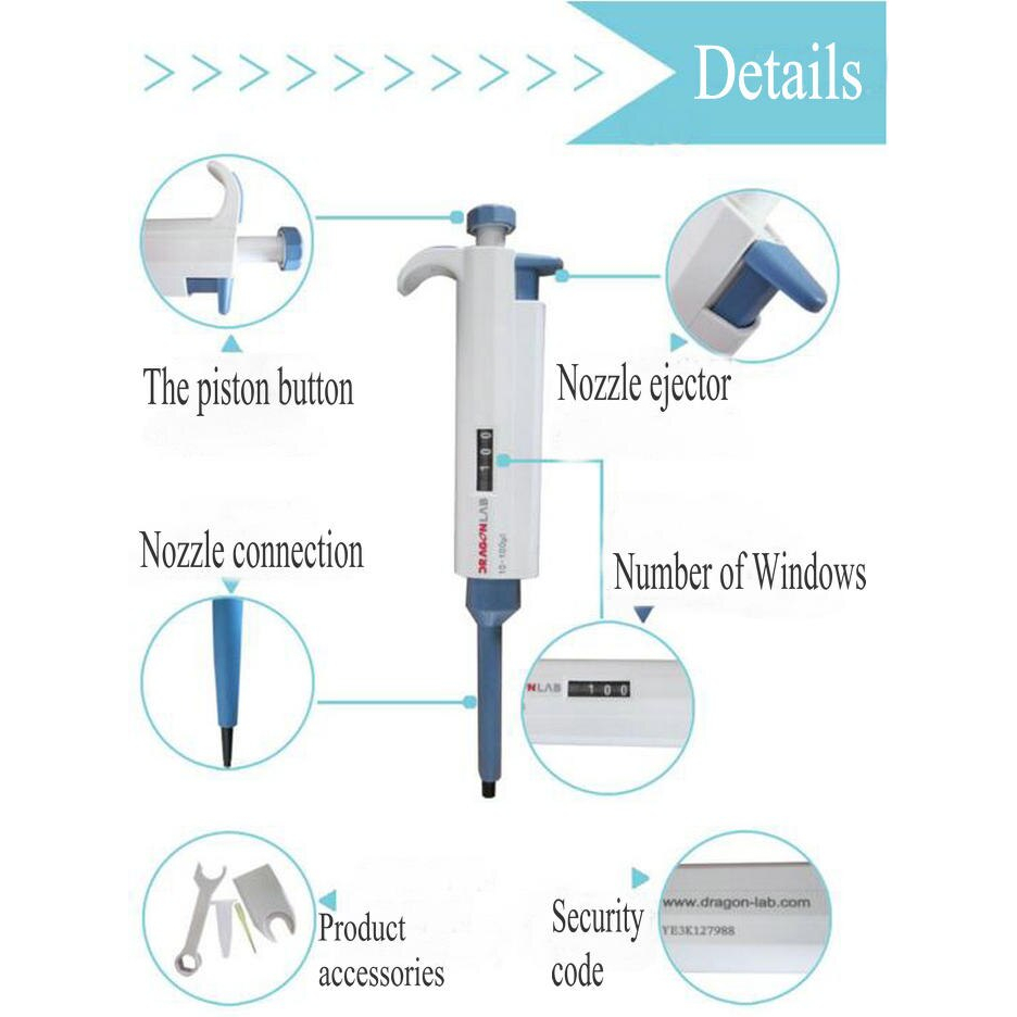 Jual DRAGONLAB MICROPIPETTE ADJUSTABLE / Mikropipet 5-50ul (0.05 mL ...