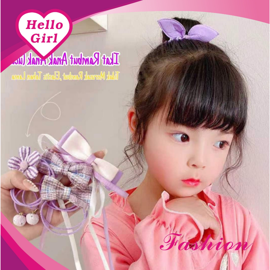 Jual (Hello Girl)F245 Set Ikat Rambut 10 PCS Ikat Rambut Anak Perempuan ...