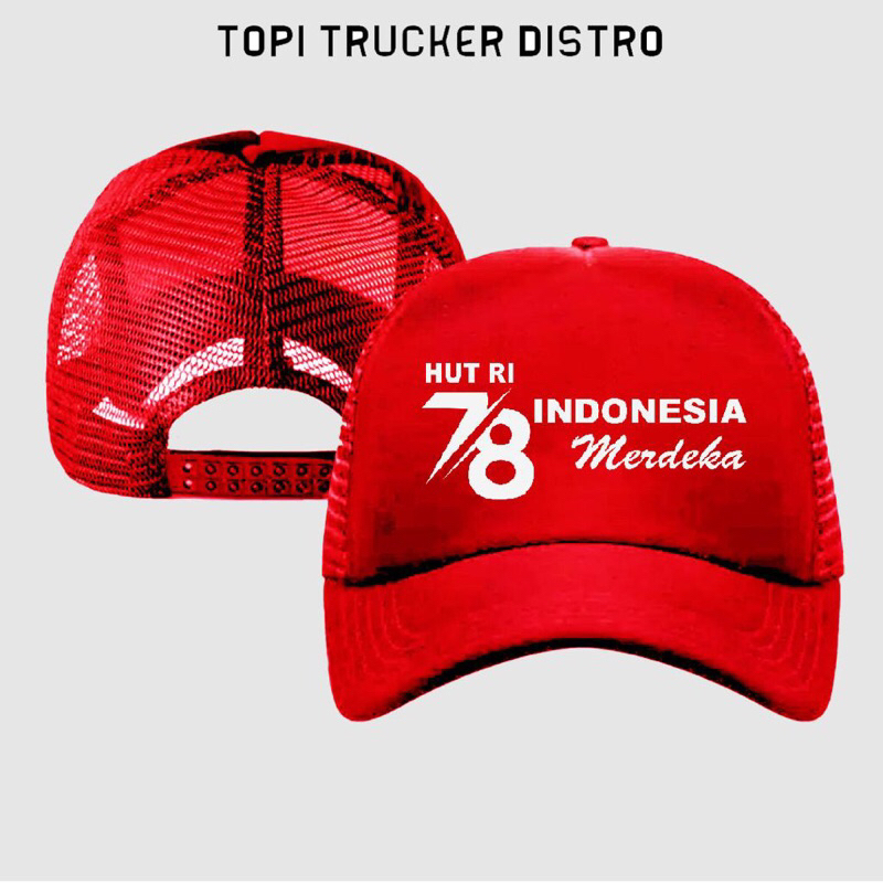 Jual Topi Trucker HUT RI 78 Thn INDONESIA MERDEKA - Merah | Shopee ...