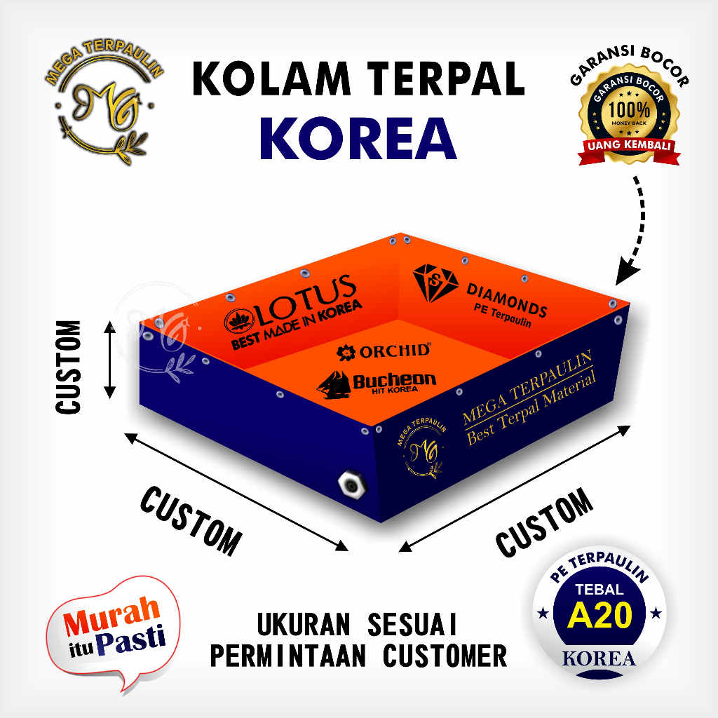 Jual KOLAM TERPAL CUSTOM UKURAN SESUAI REQUEST BAHAN A8 SAMPAI A20 | HARGA PERMETER | KOLAM ...