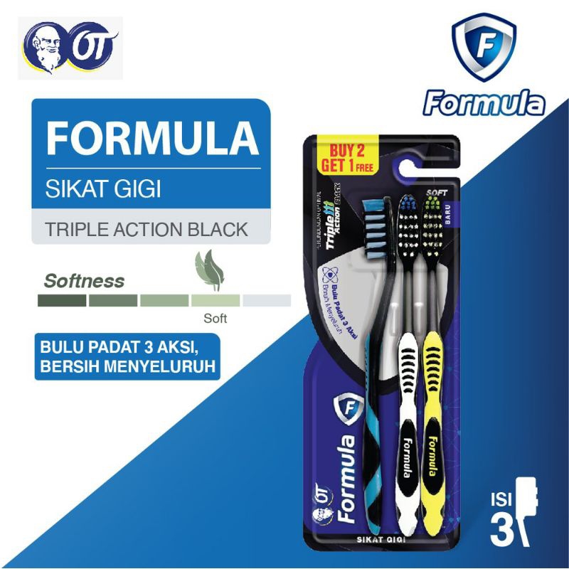 Jual Sikat Gigi Formula Triple Action Black 3s (beli 2 gratis 1 ...