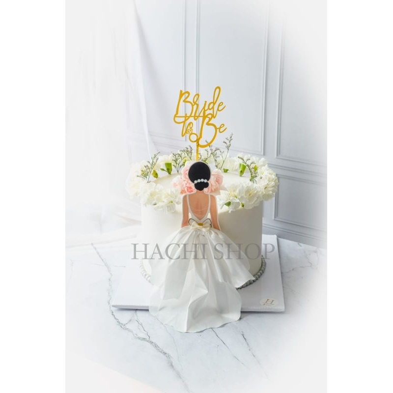 Jual topper kue bride to be/ bridal shower cake topper 3d kain satin ...