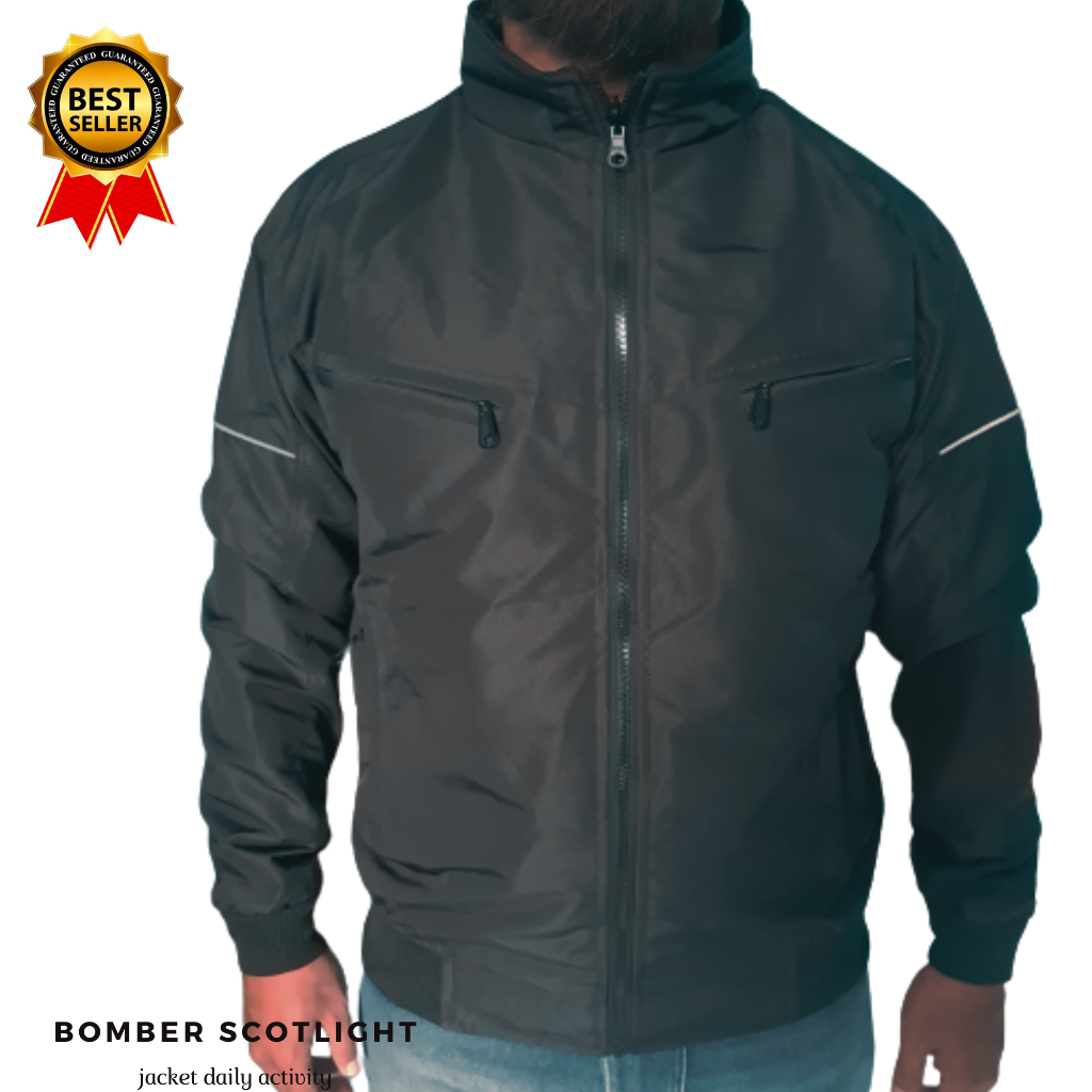 Jual jaket motor harian bomber scotlight banyak saku M L XL XXL ...
