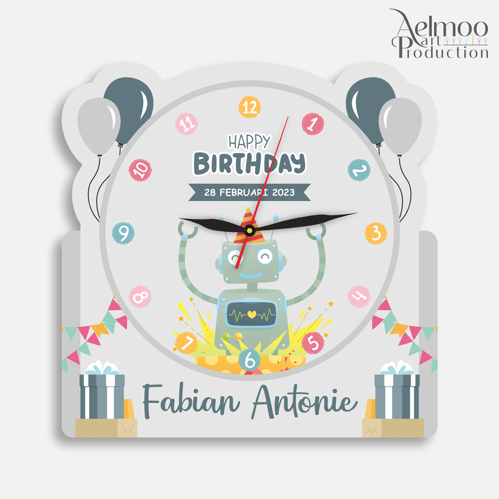 Jual Jam Dinding Unik Happy Birthday Lucu Wall Clock Custom Ulang Tahun ...