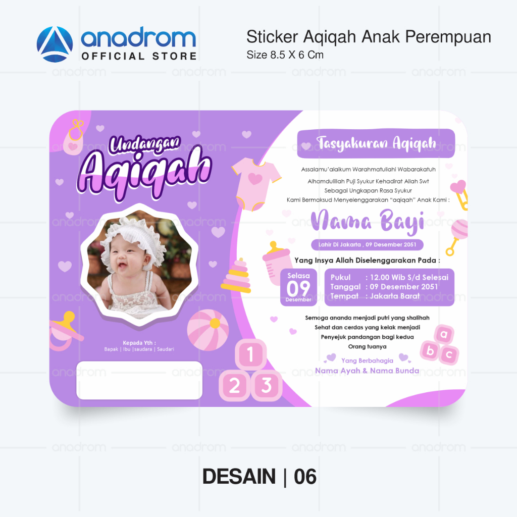 Jual Sticker Label Aqiqah Anak Perempuan | Sticker Label Box Makanan ...