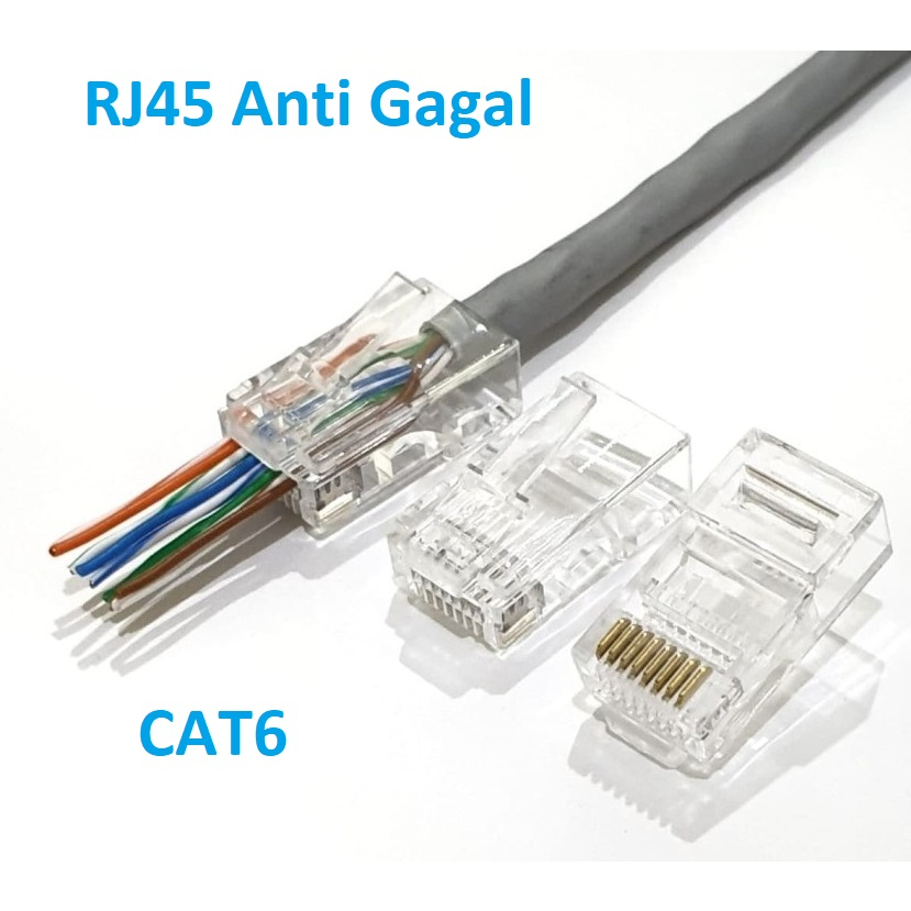 Jual Konektor RJ45 CAT6 Easy Crimp Anti gagal Connector RJ45 CAT 6 | Shopee Indonesia