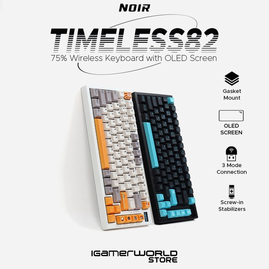 Jual Noir Timeless82 75% PBT OLED Wireless Mechanical Gaming Keyboard ...