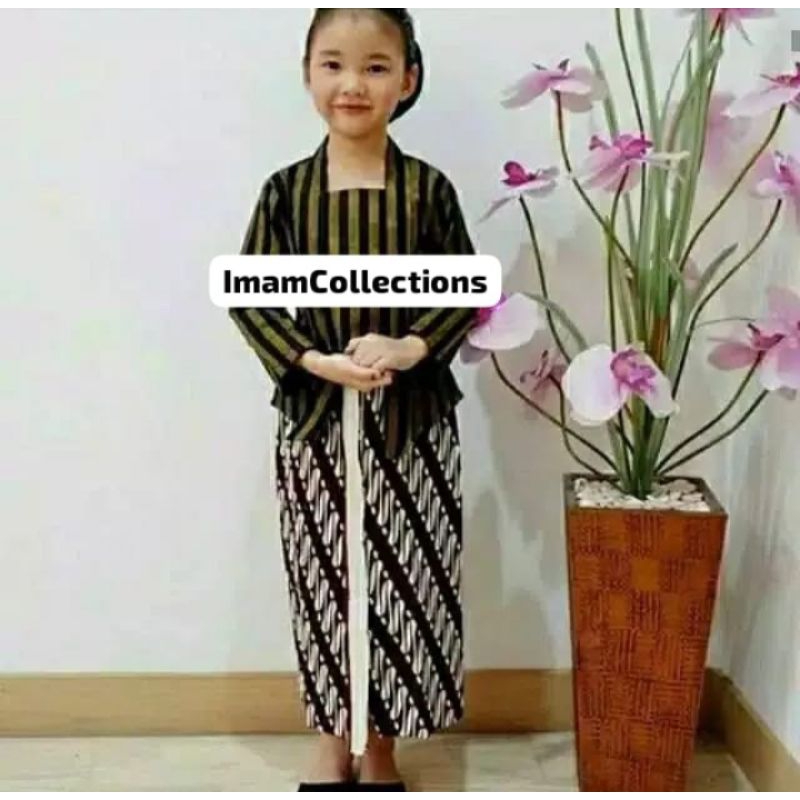 Jual Kebaya lurik anak // Se set kebaya dan rok batik anak wiru instan//Kebaya Kutu Baru Adat ...