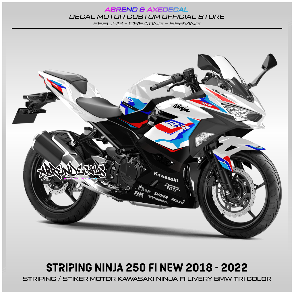 Jual STRIPING NINJA 250 FI NEW BMW TRI COLOR RACING / STIKER MOTOR ...