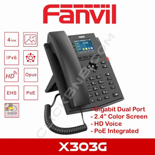 Jual Fanvil X303G Enterprise IP Phone (Color, Gigabit, HD Voice & PoE ...