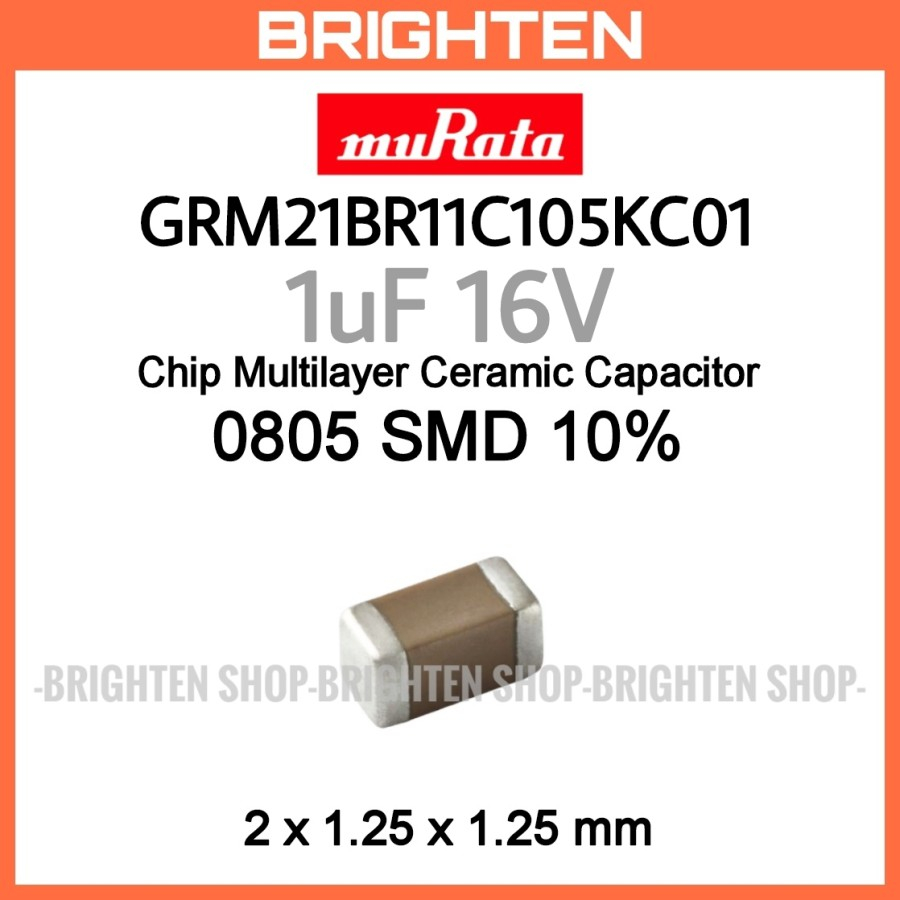 Jual MURATA Kapasitor SMD 105 1uF 16V 0805 10% | Shopee Indonesia