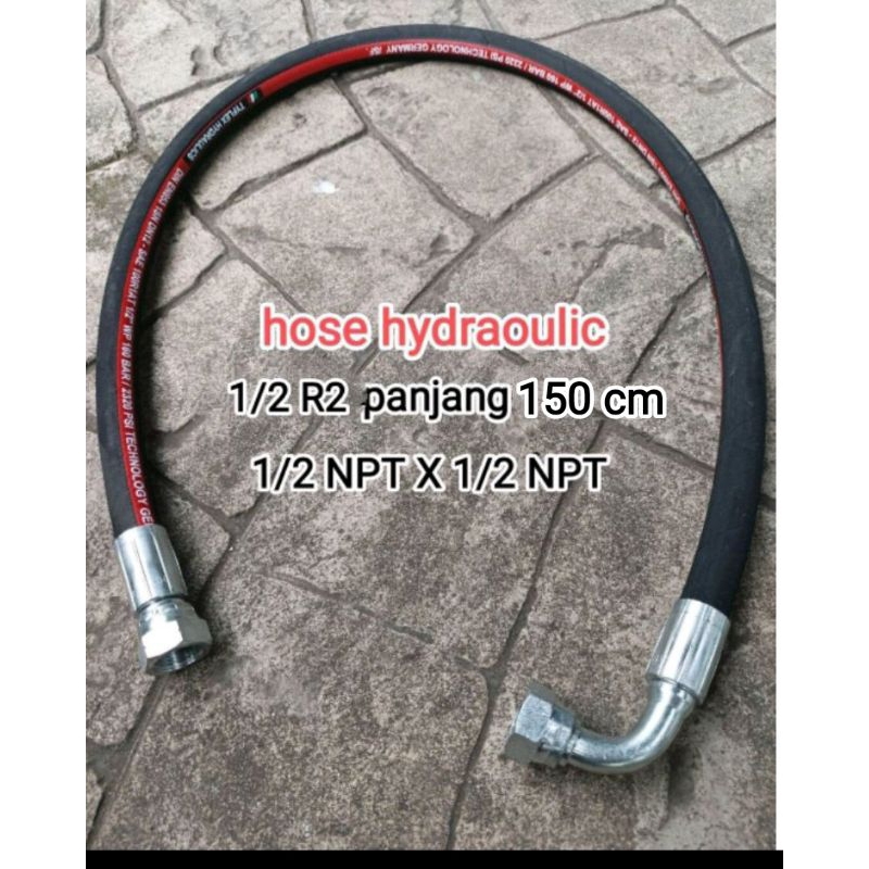 Jual selang hidrolik hose hydraulic 1/2 R2 150 cm 1/2 NPT X 1/2 NPT ...