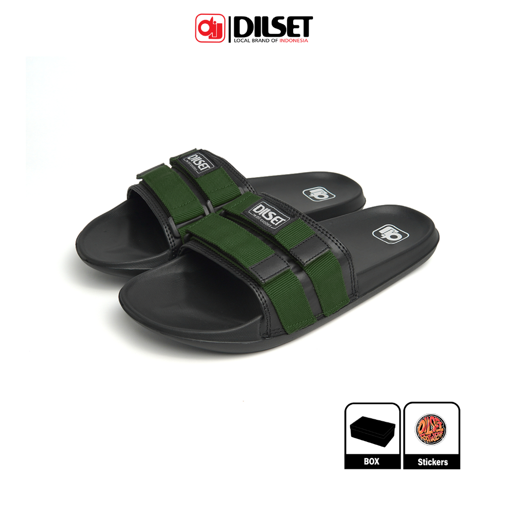 Jual sandal slop pria / sendal pria velcro Kaisi Dark Green Dilset ...