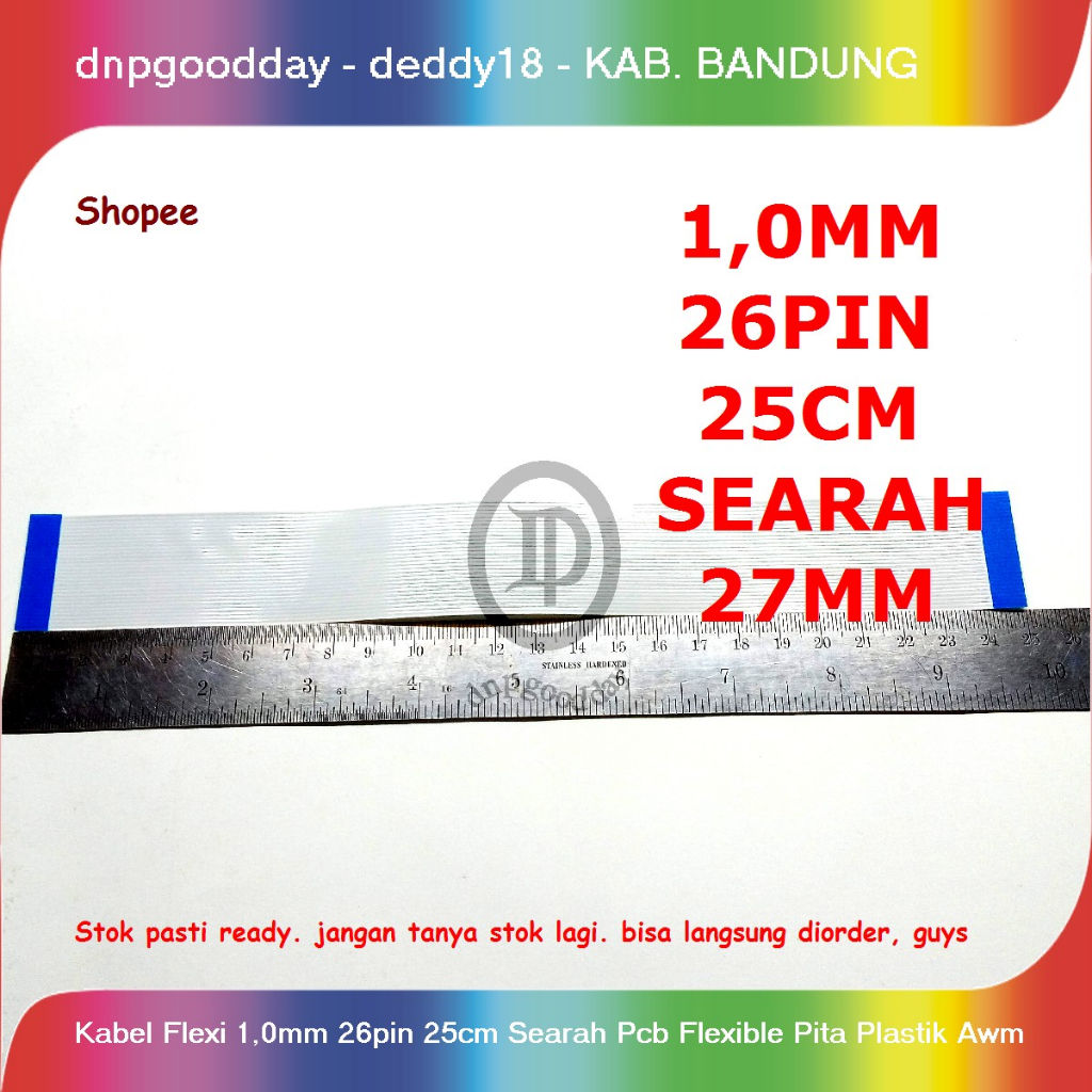 Jual Kabel Flexi 1,0mm 26pin 25cm Searah Pcb Flexible Pita Plastik Awm ...
