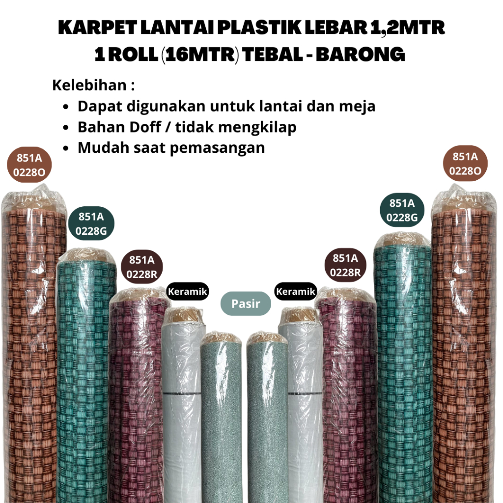 Jual Karpet Plastik, Karpet Lantai Plastik, Vinyl untuk Alas Lantai, Meja, Barong, Doff 1,2x16m ...