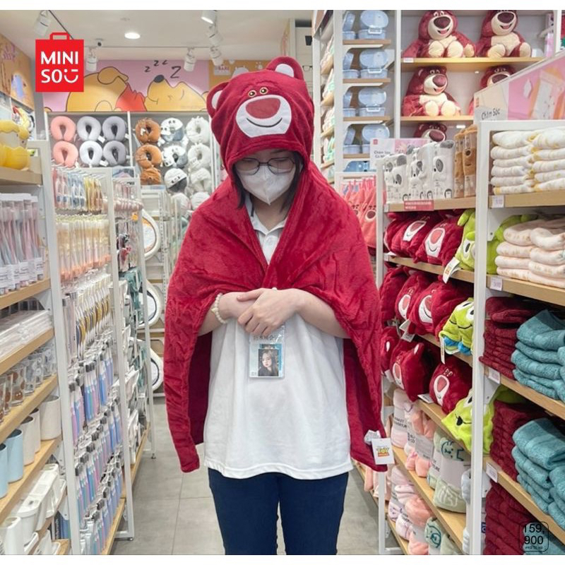 Jual BLANKET LOTSO MINISO WITH HAT ALIEN JAMES SULLIVAN SELIMUT TUDUNG ...
