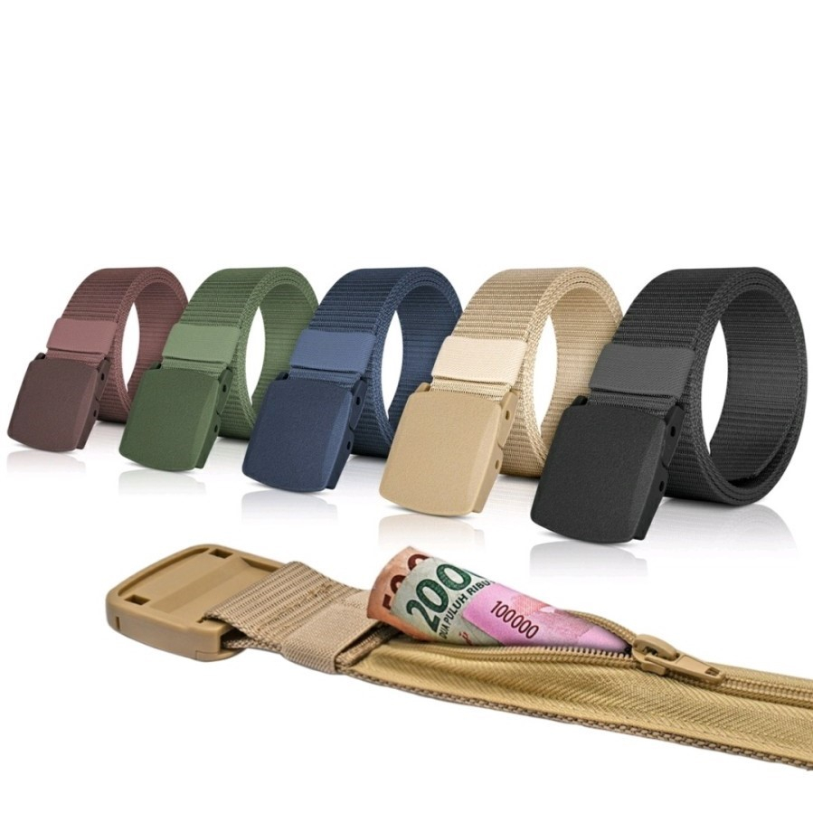 Jual Ikat Pinggang Pria Kain Nylon Canvas Sikep/Sabuk Pria Jimat Resleting Anti Metal Detector X ...