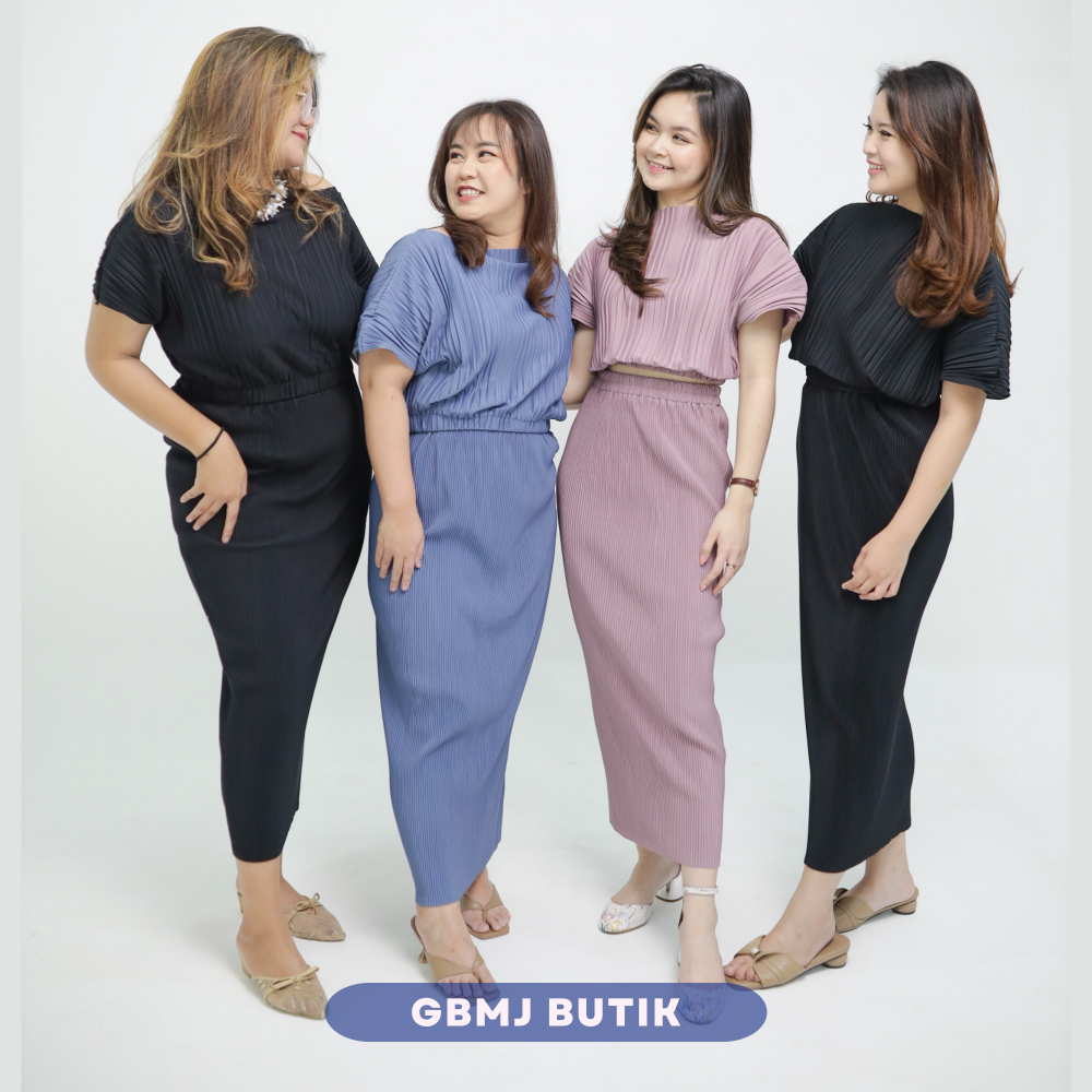 Jual (COD) GBMJ BUTIK Rok Wanita Panjang Pleats Korean Style Grecia ...