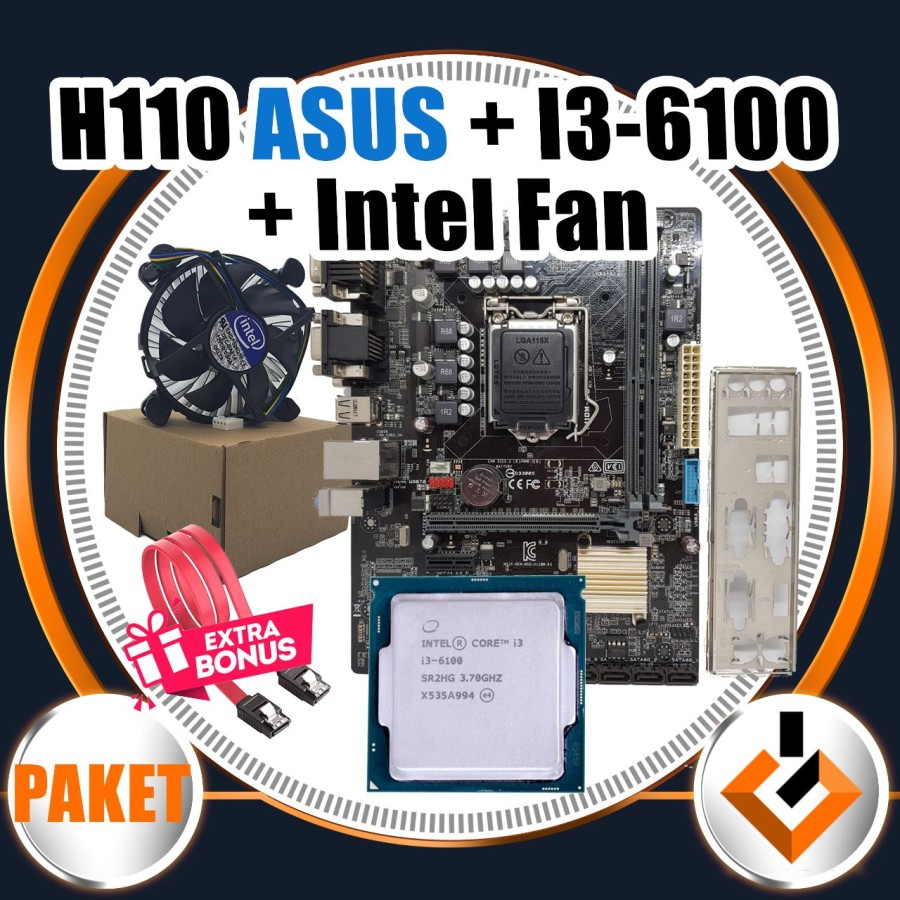 Jual Mobo H110 LGA 1151 + I3 6100 + FAN / PAKET MOBO H110 | Shopee Indonesia
