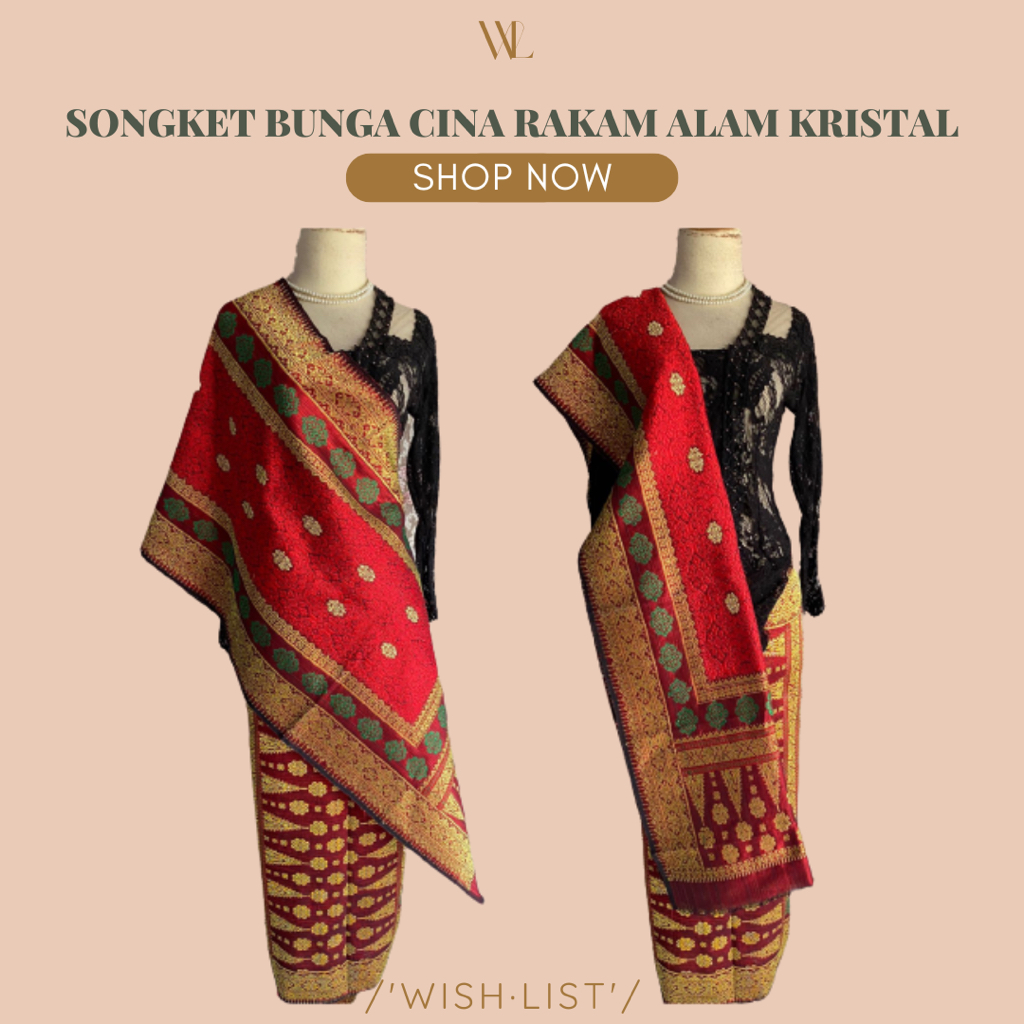Jual Kain Tenun Bahan Tradisional BUNGA CINA RAKAM ALAM KRISTAL Songket Kekinian Selendang Murah ...