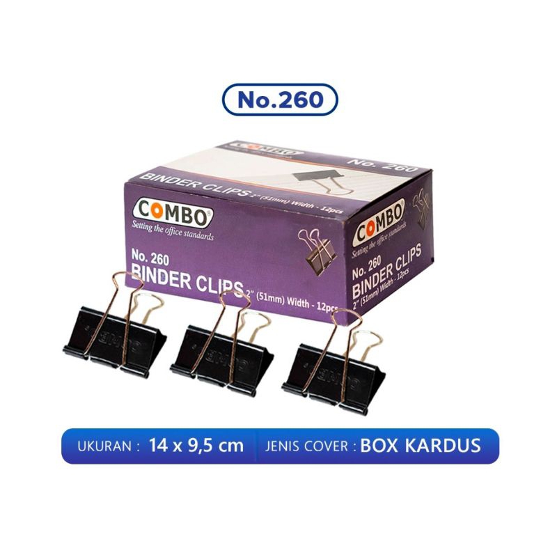 Jual BINDER CLIPS COMBO NO.260 PENJEPIT KERTAS (1pc) | Shopee Indonesia