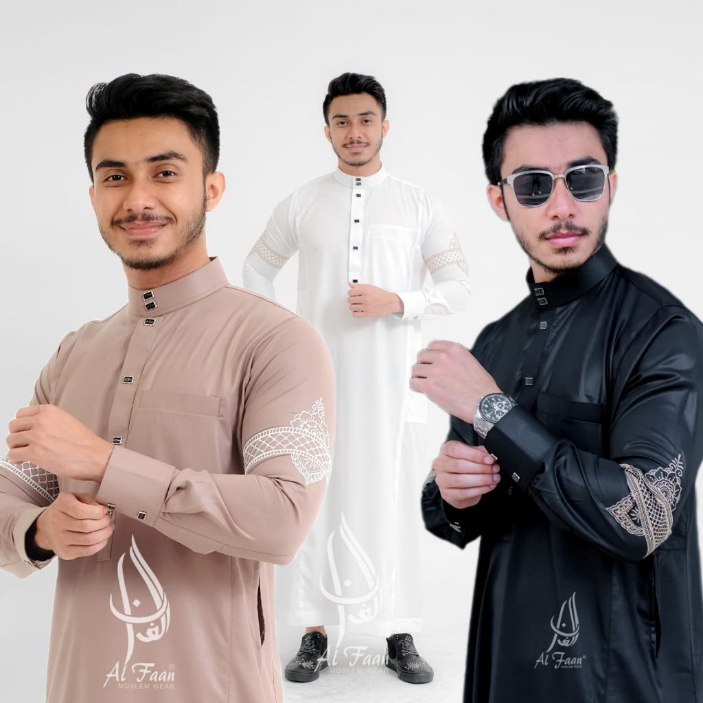 Jual Jubah Slimfit Pria Gamis Pria Jubah Bordir Terbaru Gamis Alfaan ...