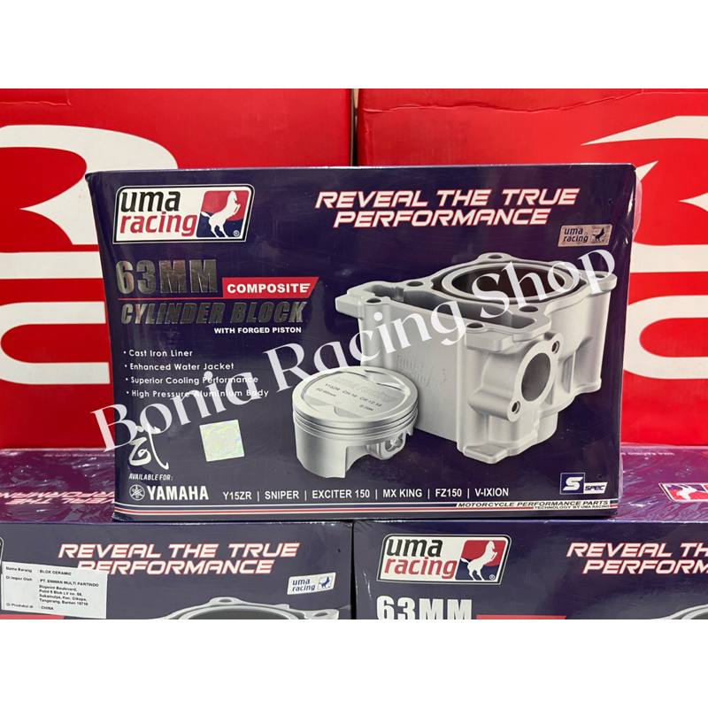 Jual BLOK BORE UP UMA RACING 63MM MX KING 150 / R15 / VIXION NEW ...