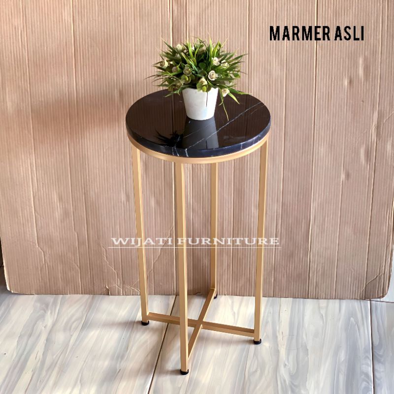 Jual Meja Sudut Minimalis Standing Flower Meja Pojok Marmer Kaki Besi ...